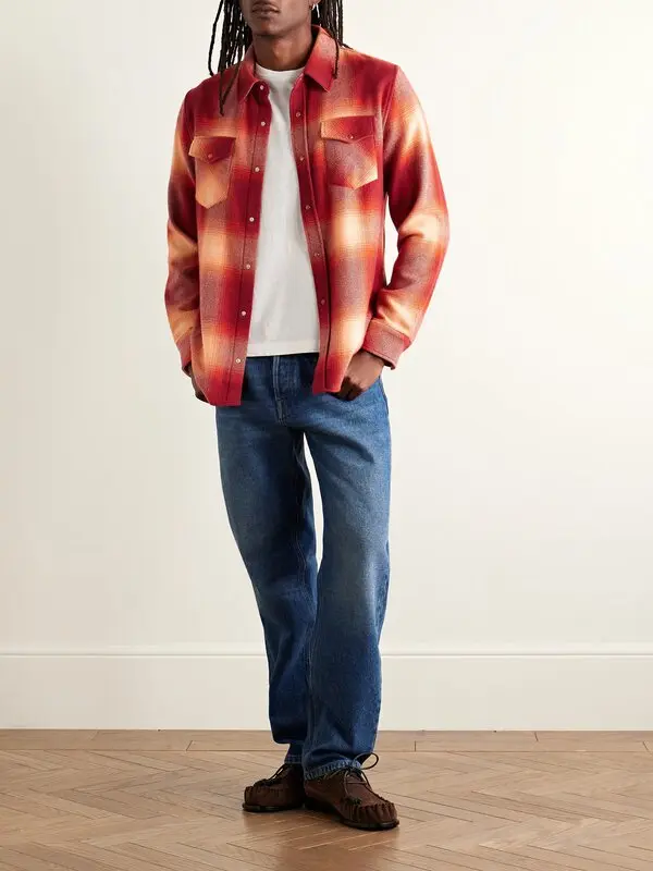 GOD'S TRUE CASHMERE Checked Cashmere Shirt - Red