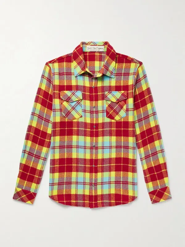 GOD'S TRUE CASHMERE Checked Cashmere Shirt - Red