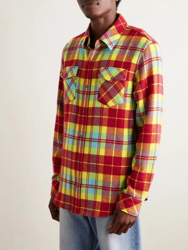 GOD'S TRUE CASHMERE Checked Cashmere Shirt - Red