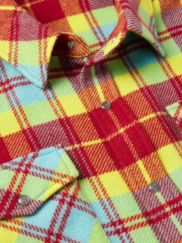 GOD'S TRUE CASHMERE Checked Cashmere Shirt - Red