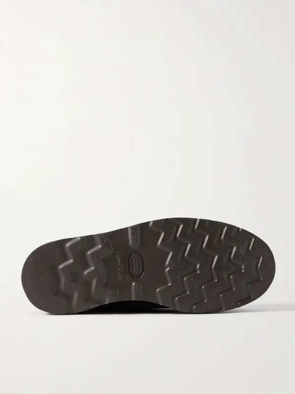 YUKETEN Leather-trimmed Suede Boots