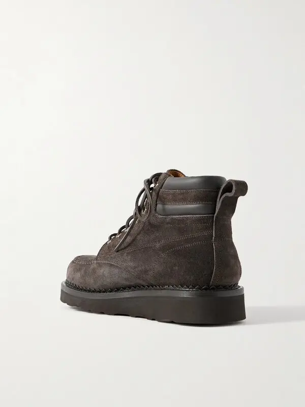 YUKETEN Leather-trimmed Suede Boots