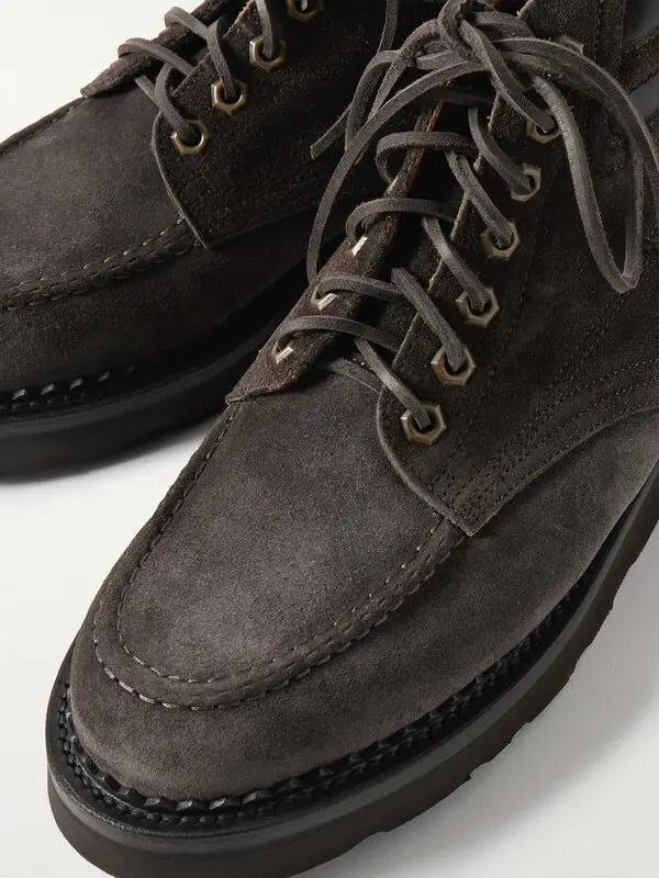 YUKETEN Leather-trimmed Suede Boots