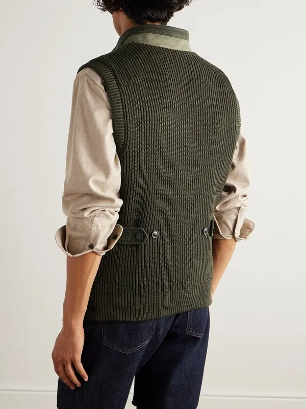 Purdey Padded Herringbone Wool-blend Gilet