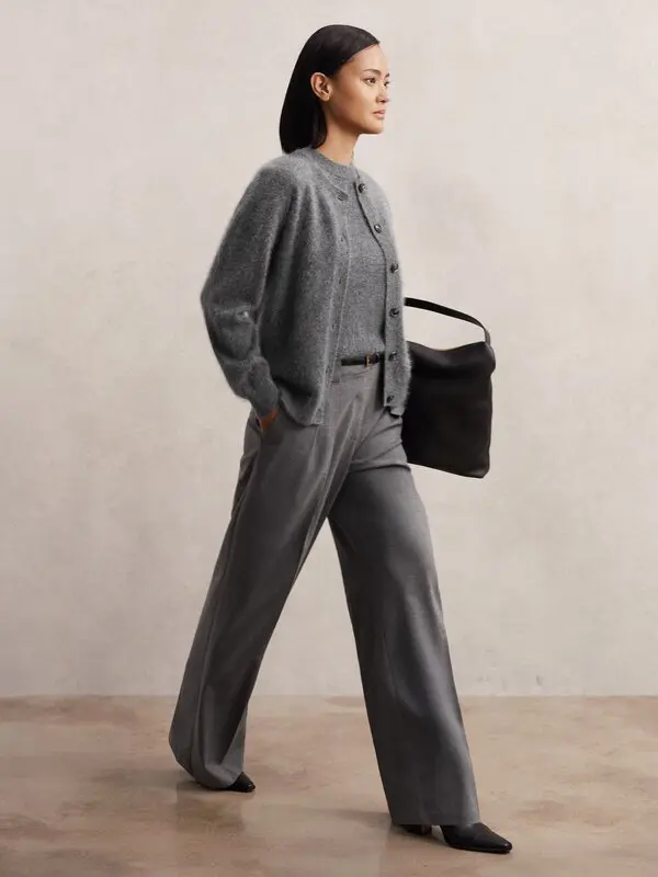 REISS 100% Brushed Cashmere Cardigan