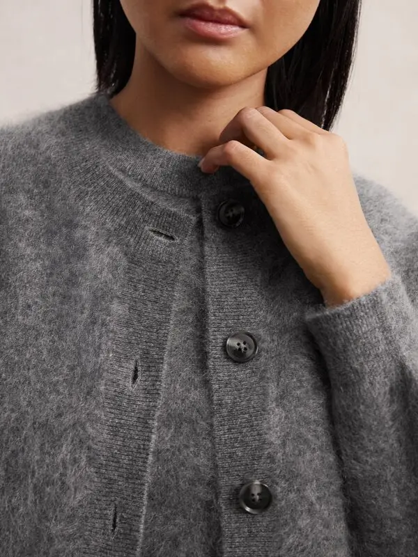 REISS 100% Brushed Cashmere Cardigan