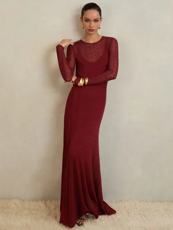 REISS Ami Atelier Pointelle-knit Maxi Dress