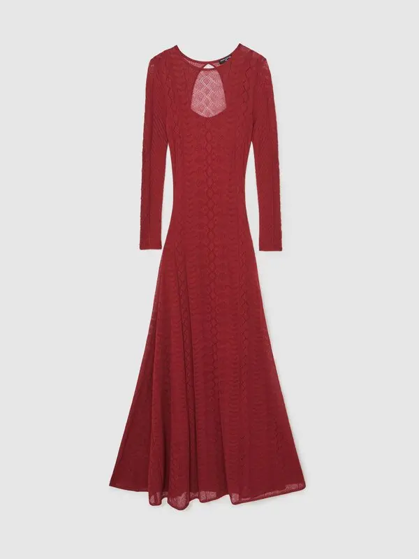 REISS Ami Atelier Pointelle-knit Maxi Dress