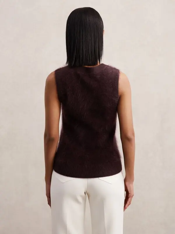 REISS 100% Brushed Cashmere Vest - Burgundy