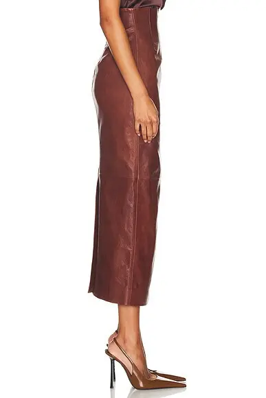 HELSA The Svelte Leather Midi Skirt
