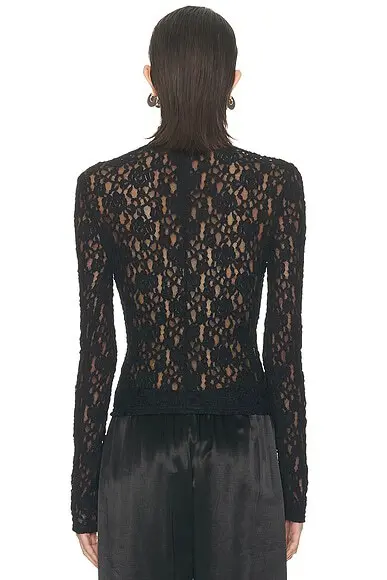 L'academie Kayden Lace Mockneck Top - Black