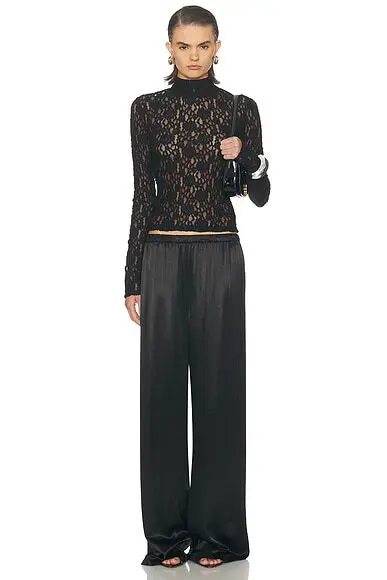 L'academie Kayden Lace Mockneck Top - Black