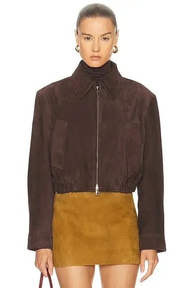 AGOLDE Nahlia Cropped Suede Jacket - Root