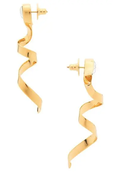Dries Van Noten Ribbon Dangle Earrings - Gold