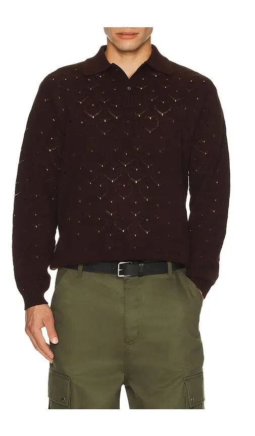 VOWELS Eyelet Polo In . Also - Brown