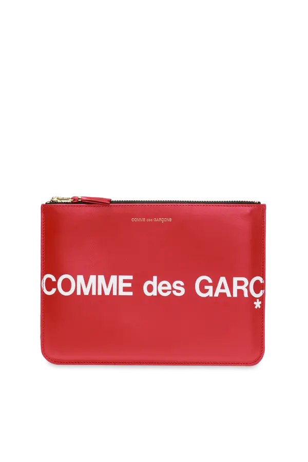 Comme Des Garçons Logo-printed Leather Pouch - Red