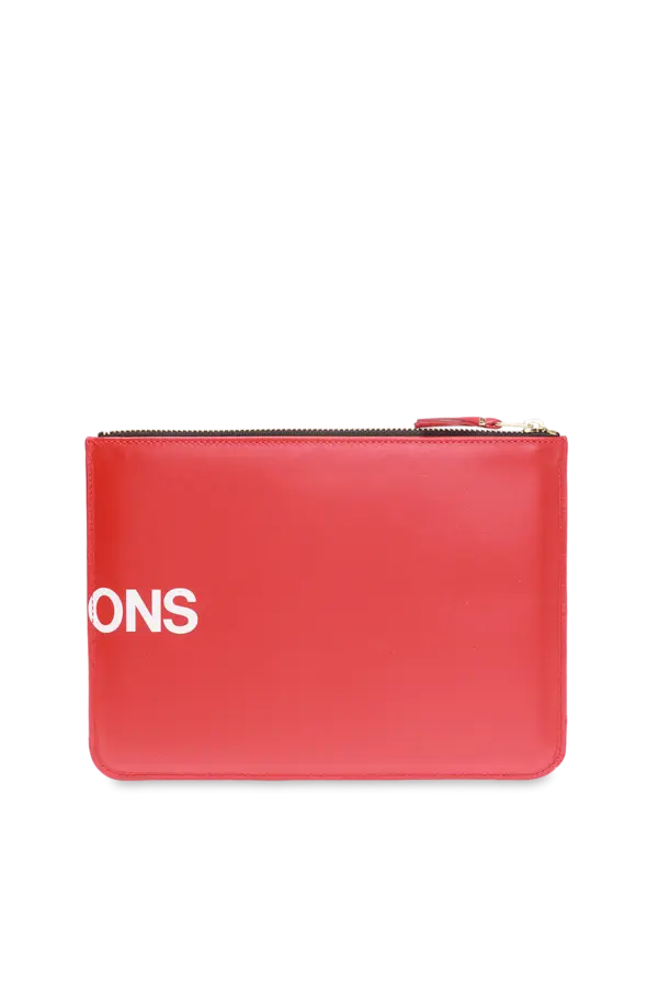 Comme Des Garçons Logo-printed Leather Pouch - Red