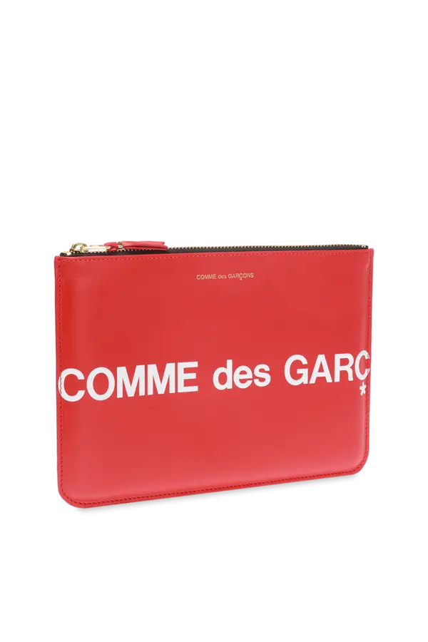 Comme Des Garçons Logo-printed Leather Pouch - Red