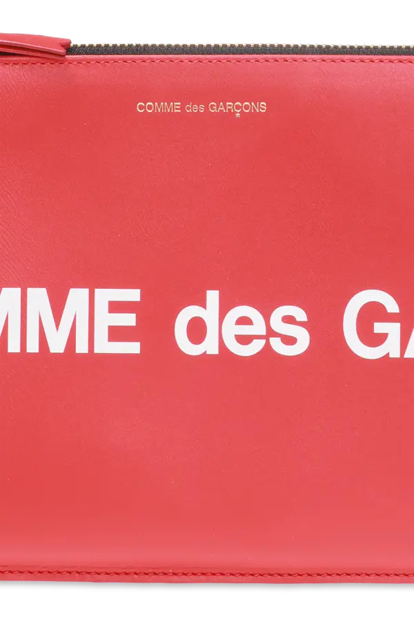 Comme Des Garçons Logo-printed Leather Pouch - Red