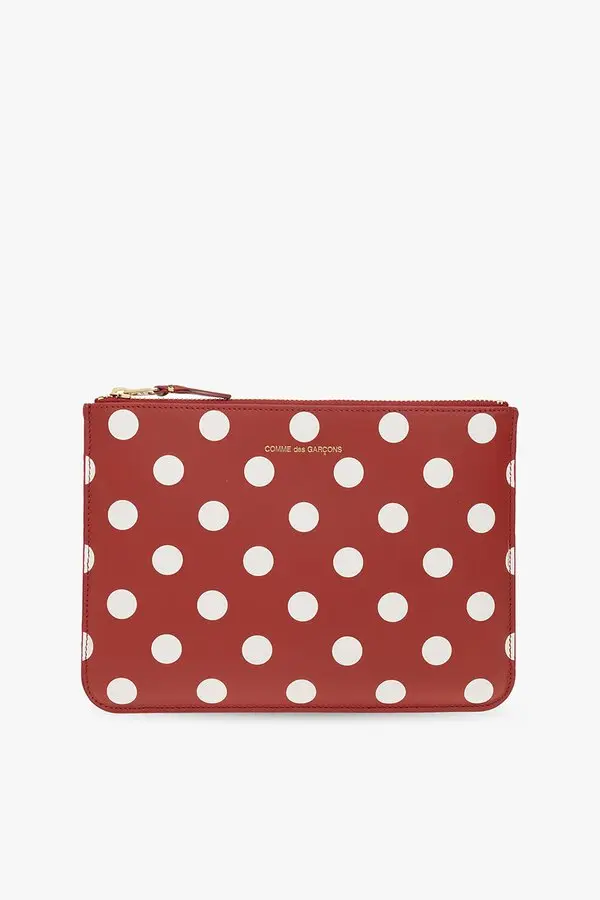 Comme Des Garçons Polka Dot Leather Pouch - Red