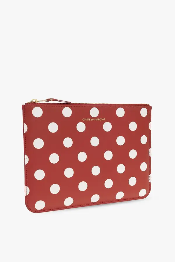 Comme Des Garçons Polka Dot Leather Pouch - Red