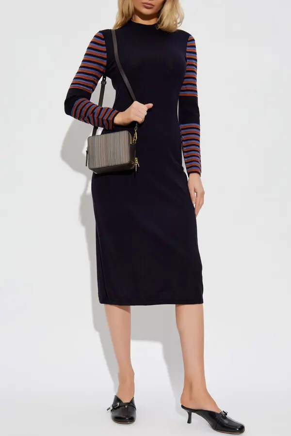 Paul Smith Fitted Wool Midi Dress - Navy Blue
