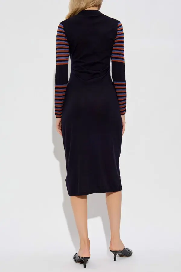 Paul Smith Fitted Wool Midi Dress - Navy Blue