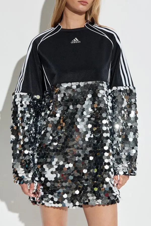 adidas sequin mini dress RARE Y2K Jeremy Scott Adidas Blue Sequin Sports Jersey Party Dress