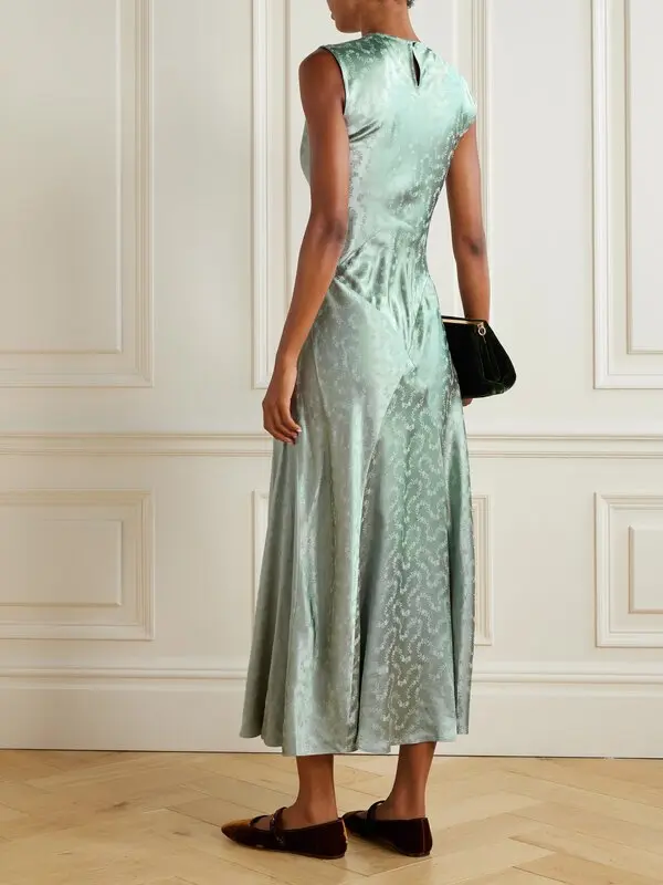 green satin floral midi dress Sage Green Floral Satin Erin Midi Dress main image 0