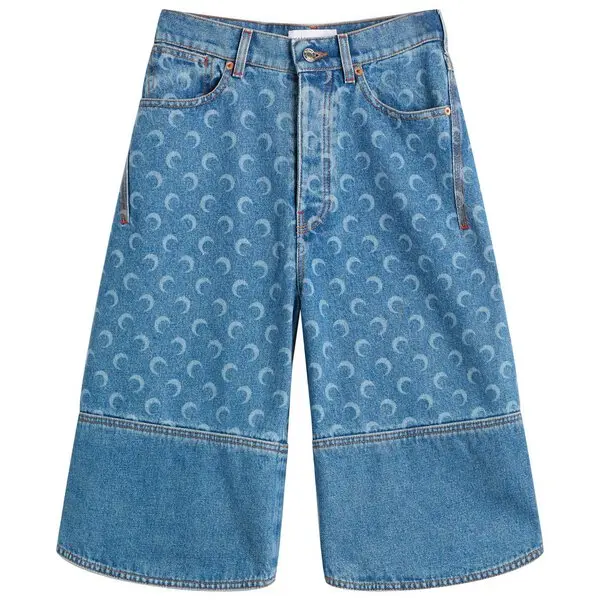 MARINE SERRE Moon Laser Denim Bermuda Shorts