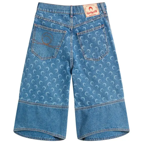 MARINE SERRE Moon Laser Denim Bermuda Shorts
