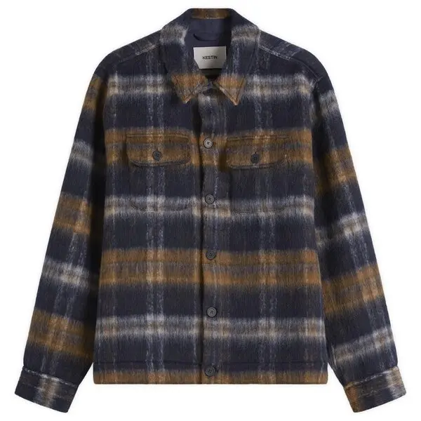 KESTIN Haston Jacket - Navy Check Brushed Wool
