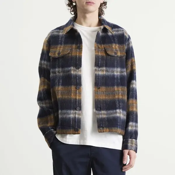 KESTIN Haston Jacket - Navy Check Brushed Wool
