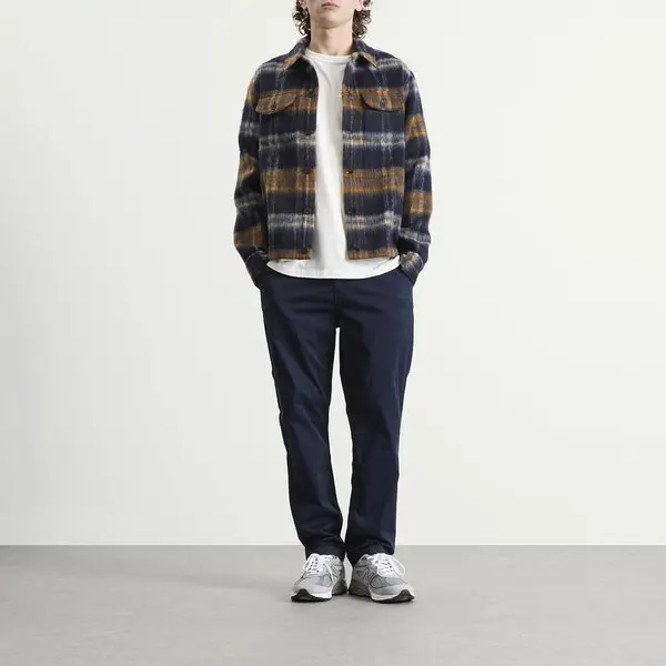 KESTIN Haston Jacket - Navy Check Brushed Wool