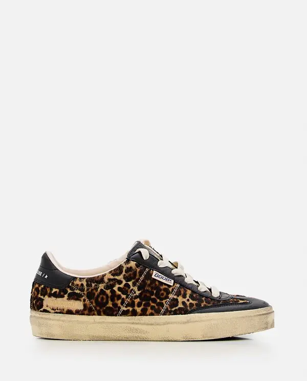 GOLDEN GOOSE Soul-star Leather And Leopard Pony Hair Sneakers - Multicolor