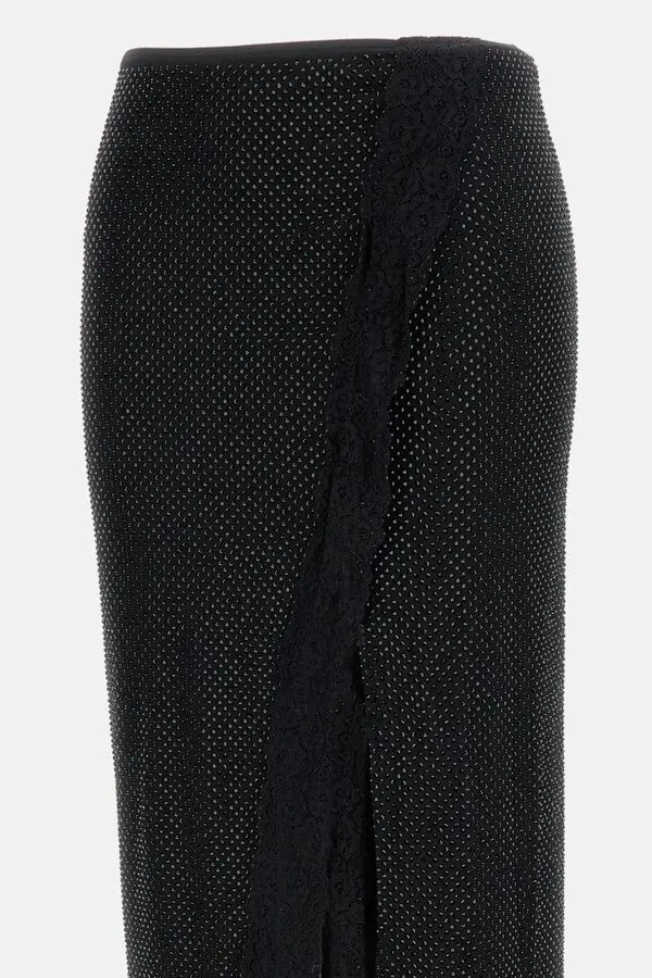 SELF-PORTRAIT Mini Dress With Crystal Trims - Black