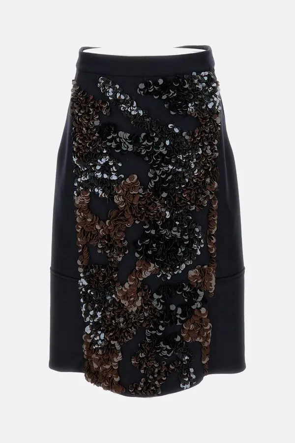 Plan C Wool Blend Skirt - Blue