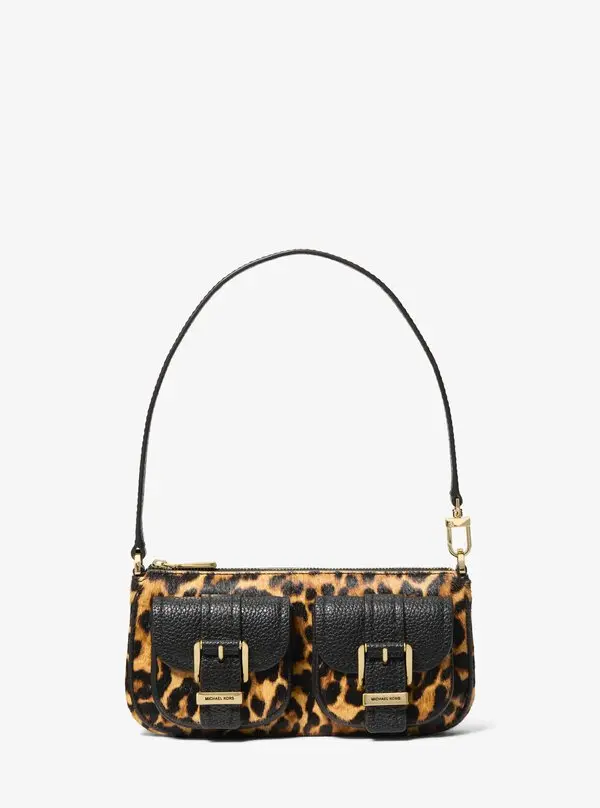Michael Kors Zoe Small Leopard Print Calf Hair Pochette - Yellow