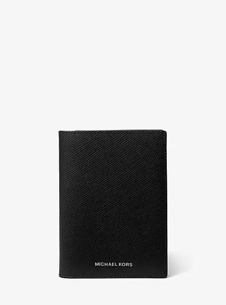 Michael Kors Hudson Leather Passport Wallet - Black