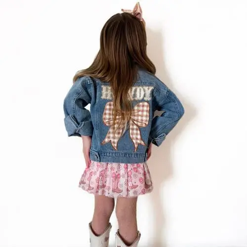 SWEET WINK Gingham Bow Patch Jacket