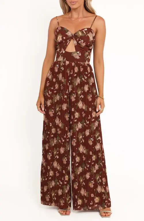 PETAL & PUP Floral Wide Leg Jumpsuit - Brown Floral