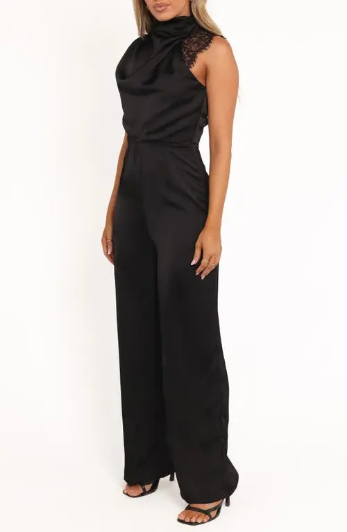 PETAL & PUP Brinley Cowl Neck Satin Jumpsuit