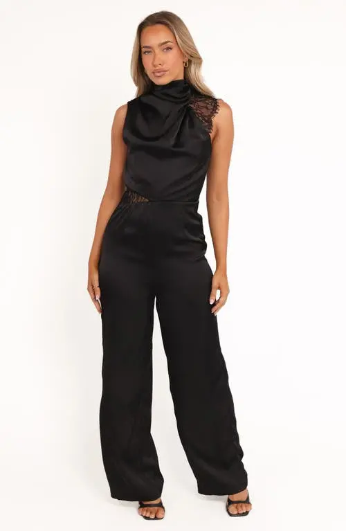 PETAL & PUP Brinley Cowl Neck Satin Jumpsuit