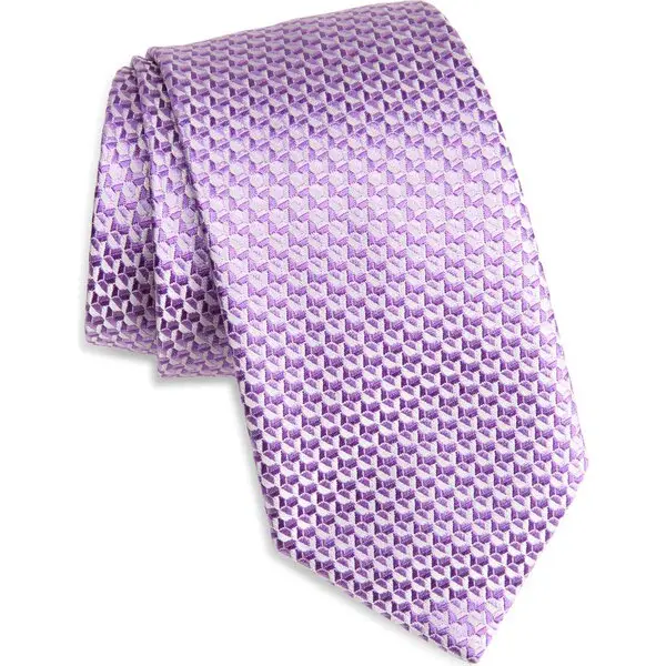 Canali Geometric Silk Tie - Purple