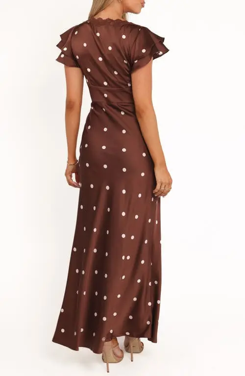 PETAL & PUP Arella Dot Satin Maxi Dress