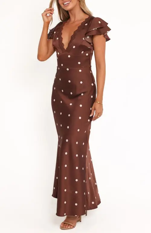 PETAL & PUP Arella Dot Satin Maxi Dress