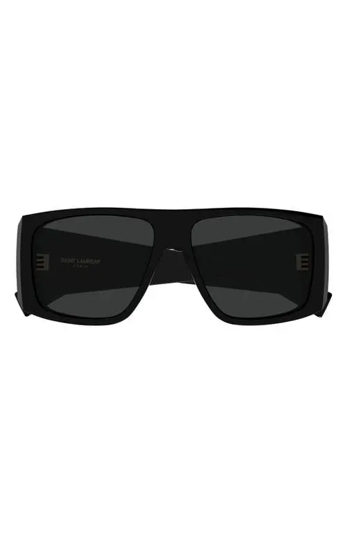 Saint Laurent 57mm Rectangular Sunglasses - Black