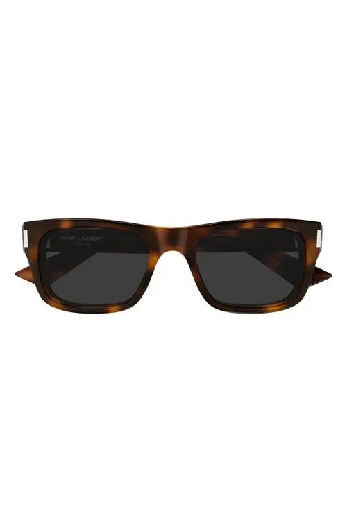 Saint Laurent 53mm Rectangular Sunglasses - Havana