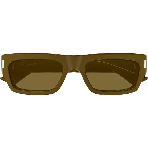 Saint Laurent 54mm Rectangular Sunglasses - Brown