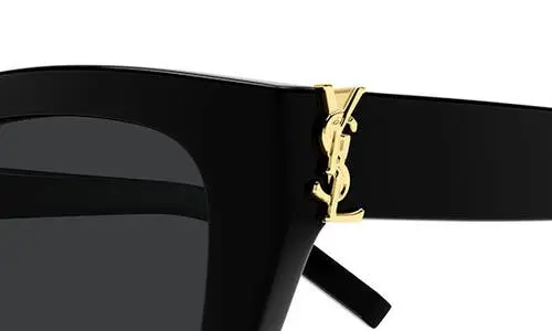 Saint Laurent 55mm Rectangular Sunglasses - Black